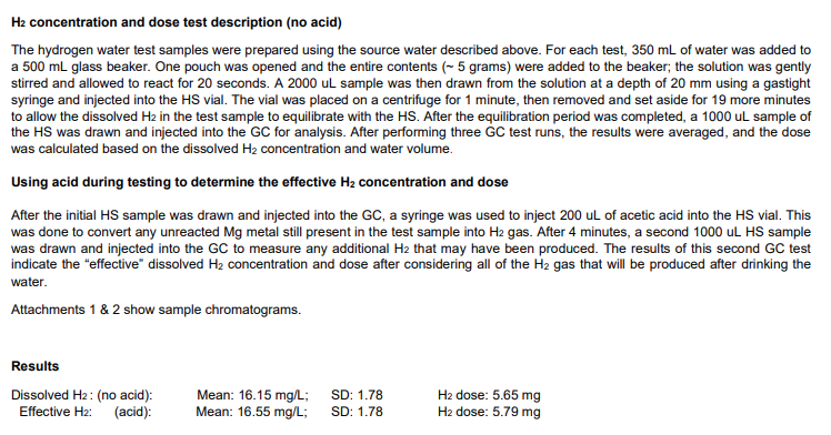 H2 Analytics Laboratory Report - Echo Hydrogen Prebiotic Stick Pack – Echo Water